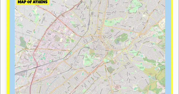 Map of Athens with Neighborhoods, Streets, Roads, Highways and Parks ...