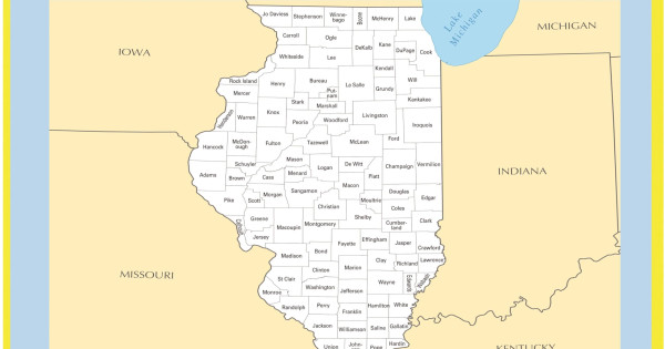 Map of Illinois - Laminated Wall Map Poster Print Perfect for ...