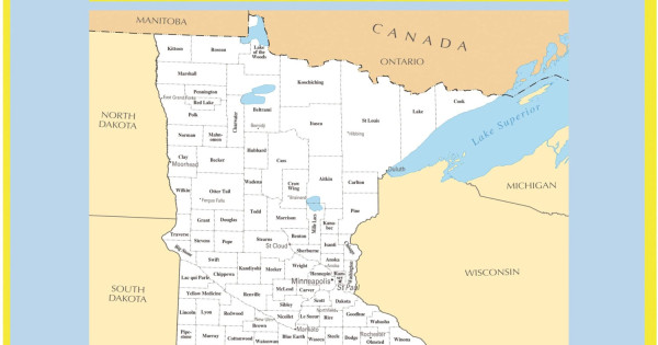 Map of Minnesota - Laminated Wall Map Poster Print Perfect for ...