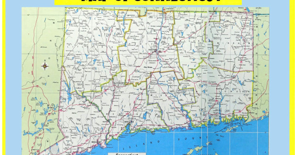 Map of Connecticut - Laminated Wall Map Poster Print Perfect for ...