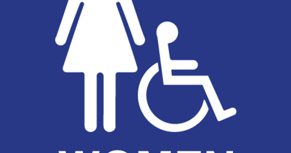 ADA Compliant Accessible Womens Restroom Wall Sign with Wheelchair Symbol