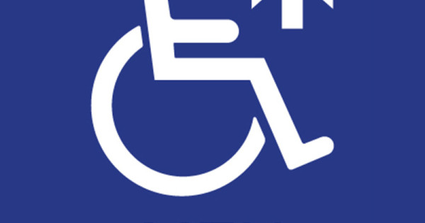 ADA Accessible Symbol Men Restroom Wall Sign - Ahead Arrow